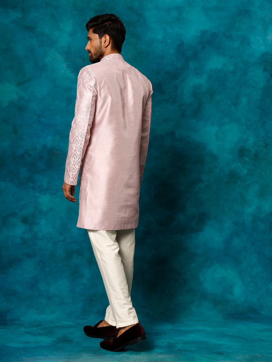 Men's Purple Pastel Embroidered Sherwani Set – vastramay