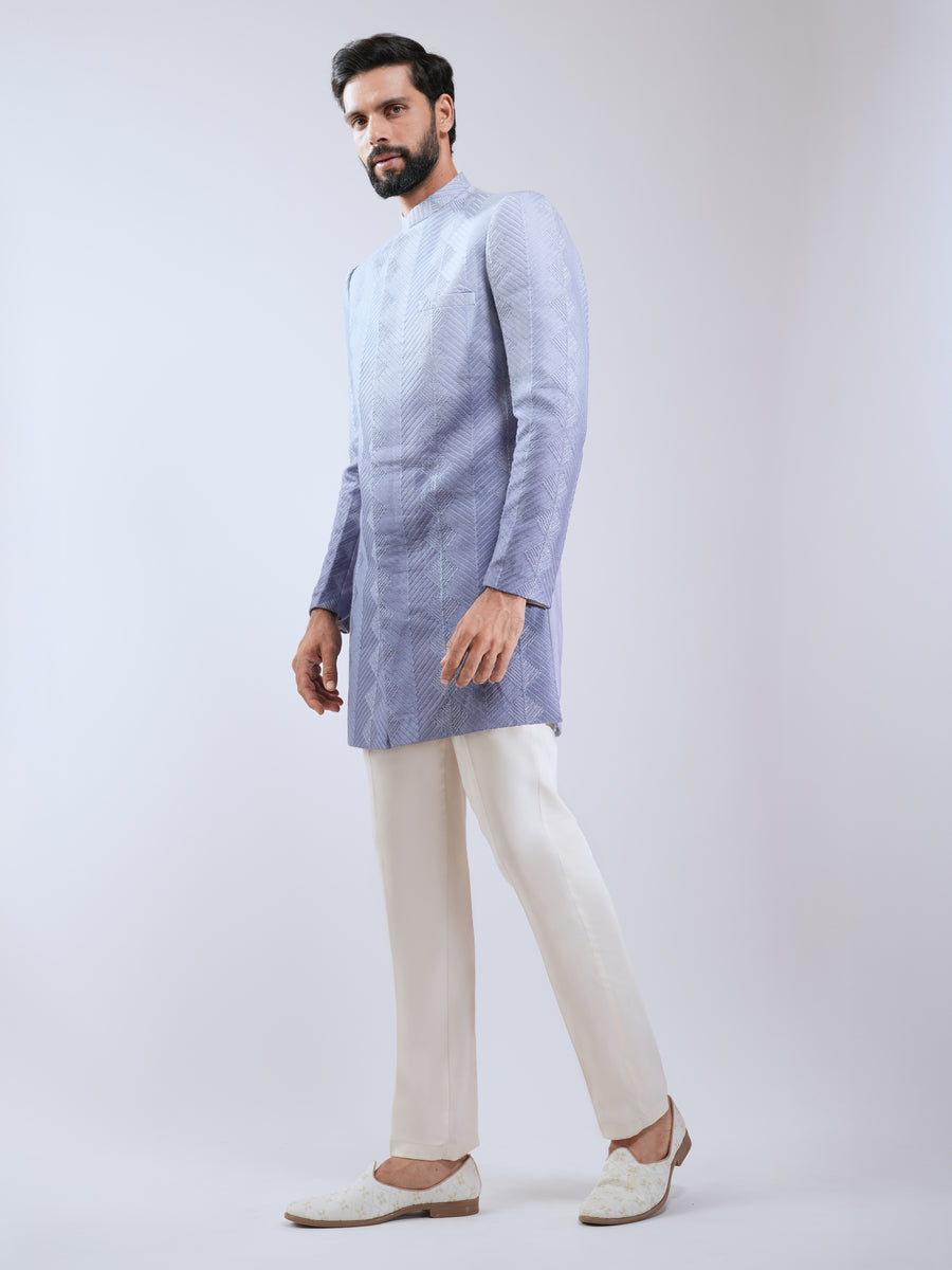 Men's Aqua Indo-Western & Cream Pant Set | VASTRAMAY – vastramay