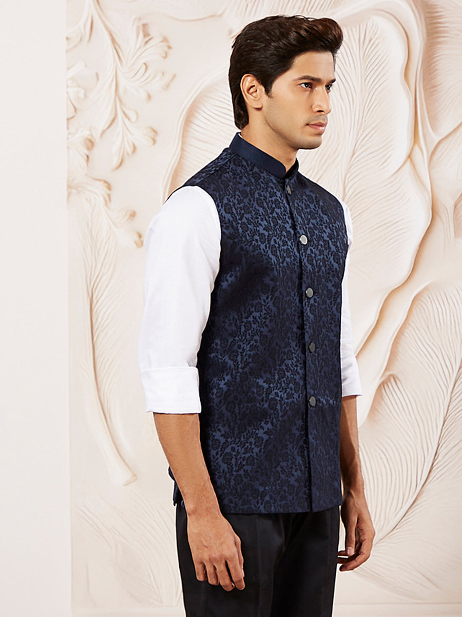 Men's Navy Blue - Nehru Jacket – vastramay