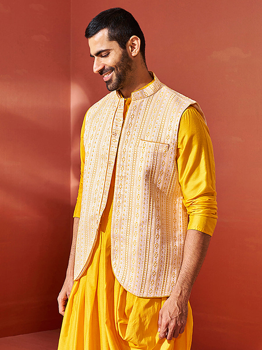 Men's Yellow - Nehru Jacket – vastramay
