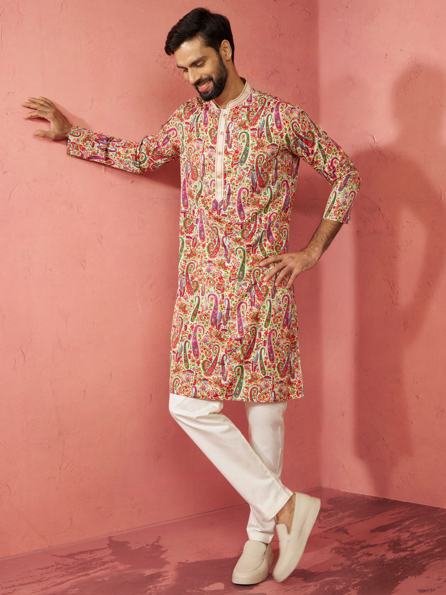 Men's Cream Kurta with Cream Pyjama – vastramay