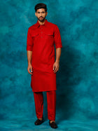 Men's Maroon Cotton Pathani Suit Set – vastramay
