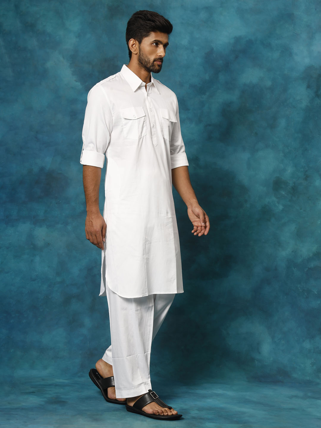 VASTRAMAY Men's White Pathani Suit Set – vastramay