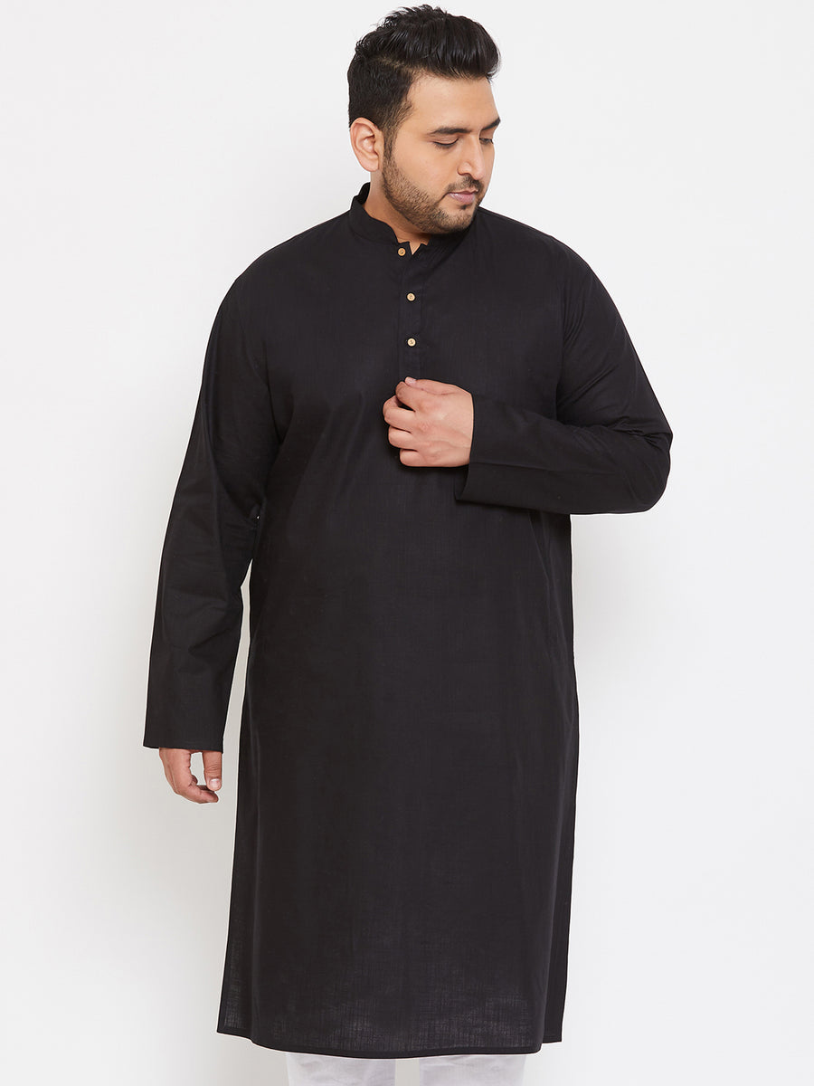 Men's Plus Size Black Cotton Kurta – vastramay
